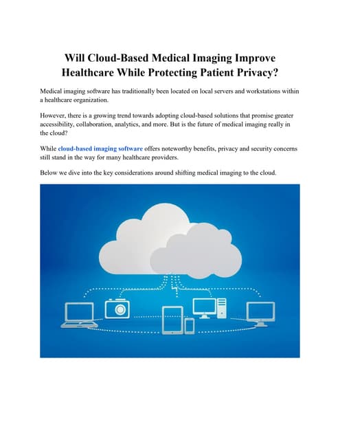 What’s New in Cloud-Based Medical Imaging | PPT