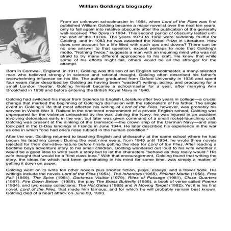 William golding-biograhy | PDF