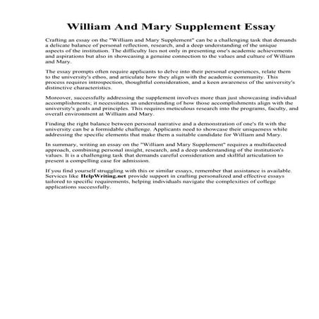 William And Mary Supplement Essay | PDF