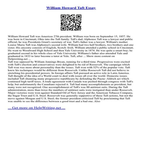 William Howard Taft Essay | PDF
