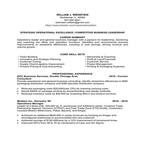William Weinstein presentations