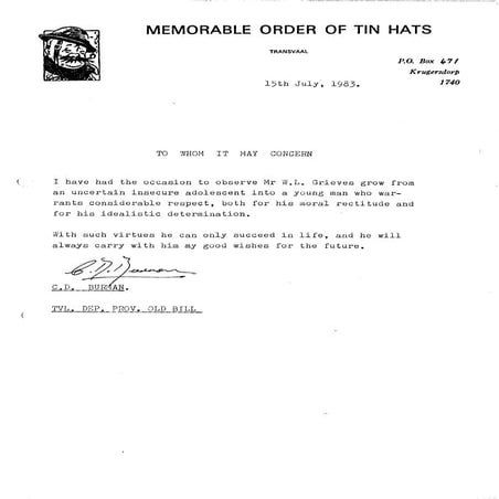 William leslie grieve bill grieve - letter of reference from mr doug ...