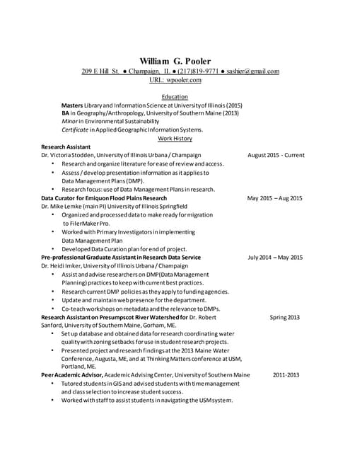 Bill Pooler presentations