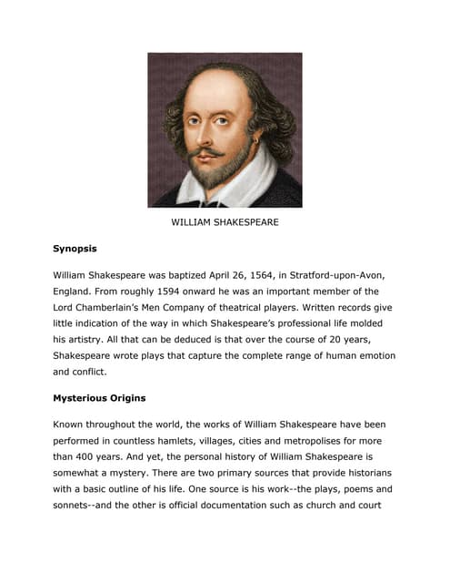 Shakespeare powerpoint presentation | PPTX | Theater | Fine Art