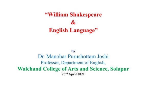 William Shakespeare: Brief History of His Era | PPT