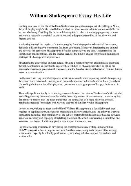 Essay On William Shakespeare Biography.pdf