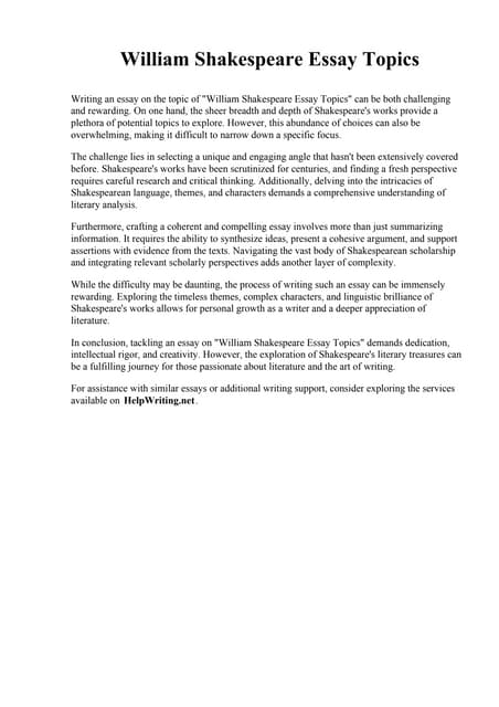 William Shakespeare Short Biography Essay.pdf | Homework and Study ...