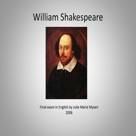 William shakespeare, framføring til skolen (på min pc) | PPTX