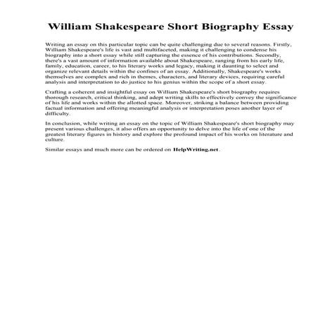 William Shakespeare Short Biography Essay.pdf