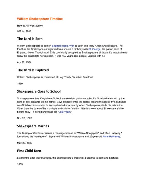 William shakespeare - Life Story | PPTX