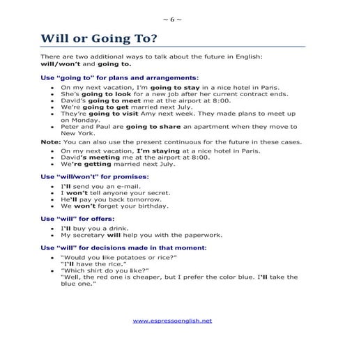 Will or going to | PDF