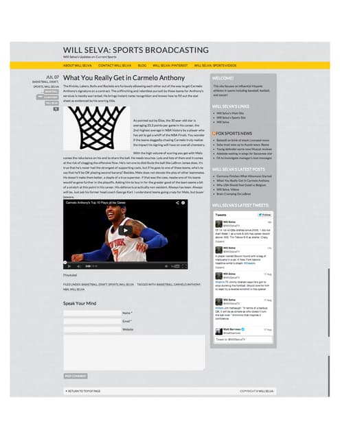 Will Selva, Sports broadcaster at Nfln