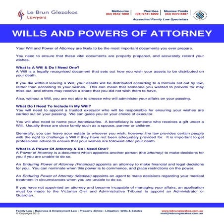 Wills & Powers Of Attorney | PDF