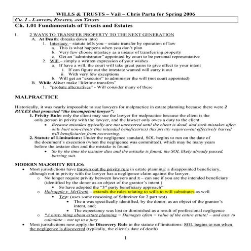 Wills trustsvailoutline | PDF