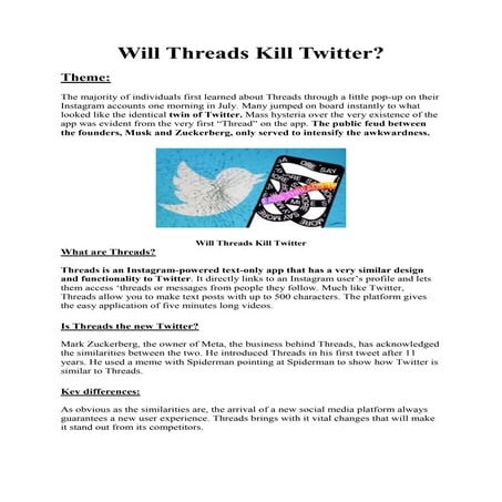 Will Threads Kill Twitter | PDF