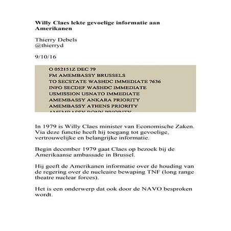 Willy Claes lekte gevoelige informatie aan Amerikanen | PDF