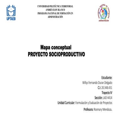 Mapa Conceptual. Proyecto Socioproductivo | PPTX