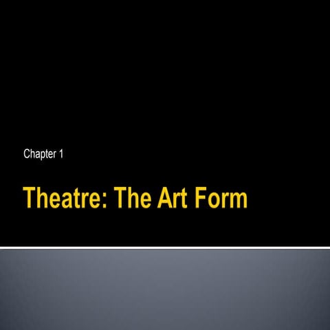 Ch. 1 (7th Ed) Ch. 1 (8th Ed) -- Experiencing Today's Theater | PPT