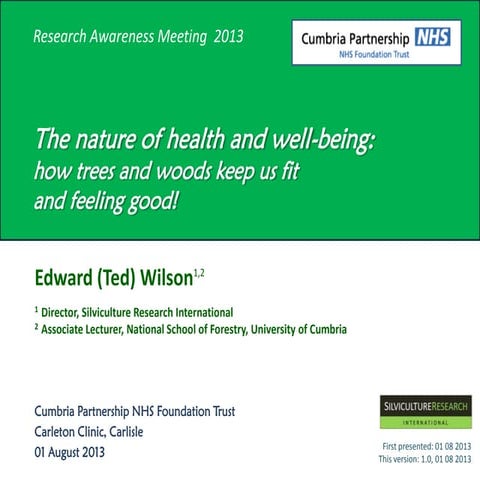 The nature of health and well-being: how trees and woods keep us fit ...