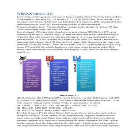 Wimax Vs LTE | PDF