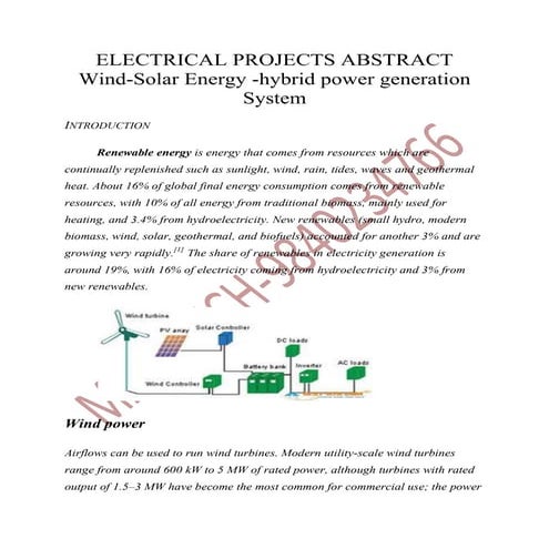POWER SYSTEMS PROJECTS ABSTRACT-Wind solar energy -hybrid power ...