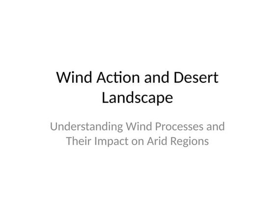 Geological action of wind | PPT | Geology | Science