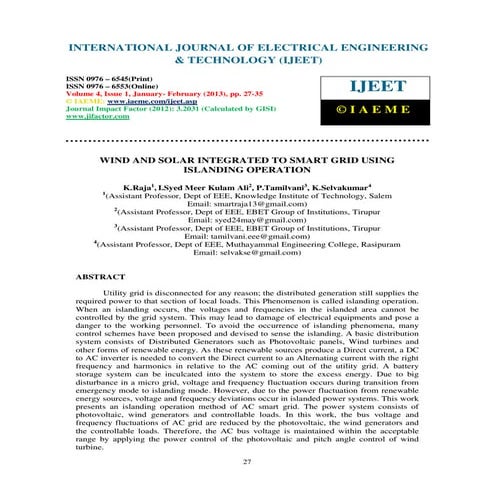 Wind And Solar Integrated To Smart Grid Using Islanding Operation Pdf