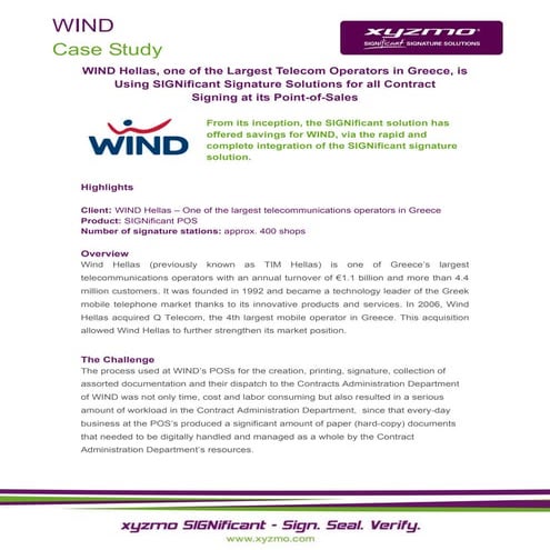 xyzmo@Wind Case Study | PDF