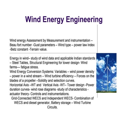 WIND ENERGY ENGINEERING | PDF