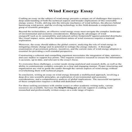 Wind Energy Essay | PDF