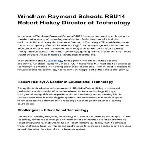 Role of Technology in Modern Education | PDF