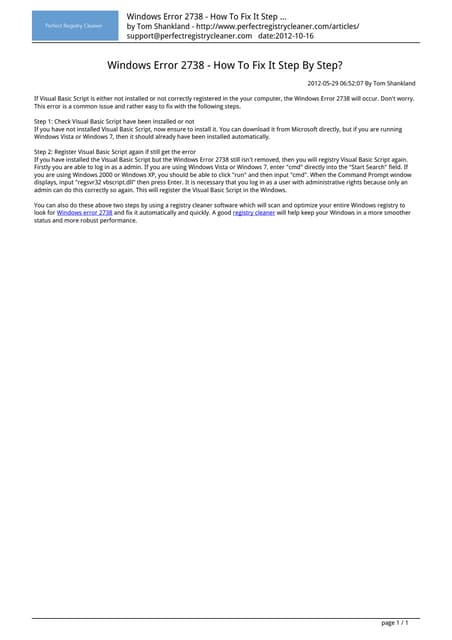 Windows Error 2738 How To Fix It Step By Step Pdf