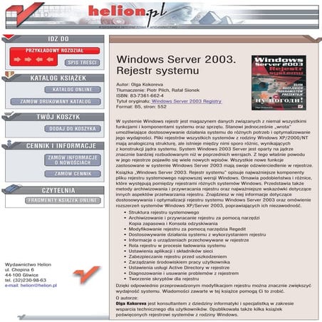 Windows Server 2003. Rejestr systemu | PDF | Computer Software and Applications | Computing