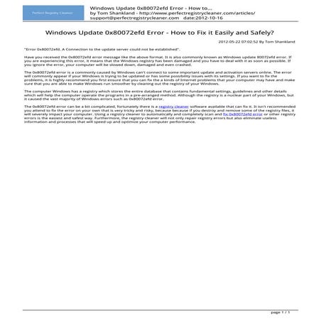 How to fix windows update error 80072 efe | PDF