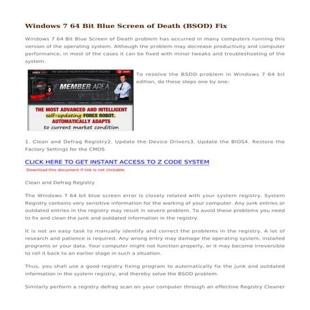 Windows 7 64 bit blue screen of death (bsod) fix | PDF