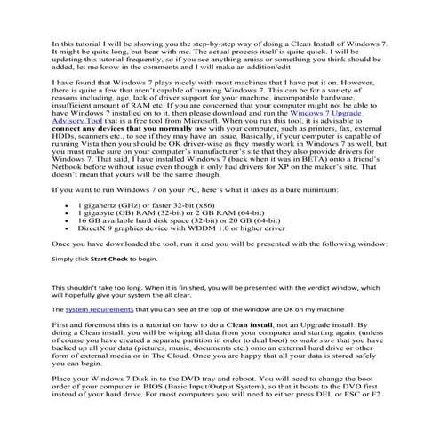 Windows 7 installation tutorial | DOC