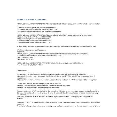 Windows 7 y samba | DOCX | Operating Systems | Computer Software and Applications