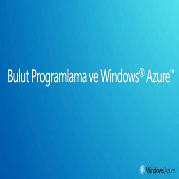 Windows azure cloud intro for resource one türkçe | PPT