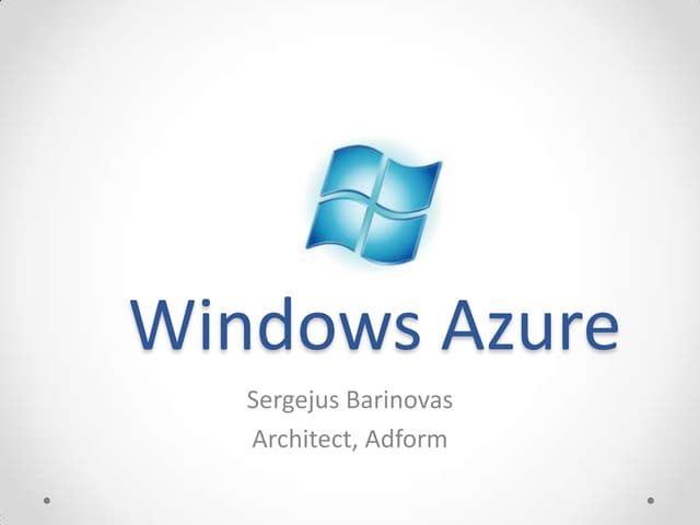 Introduction To Windows Azure Platform Ppt