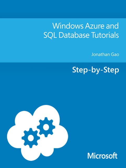 Windows Azure Sql Database Tutorials Pdf