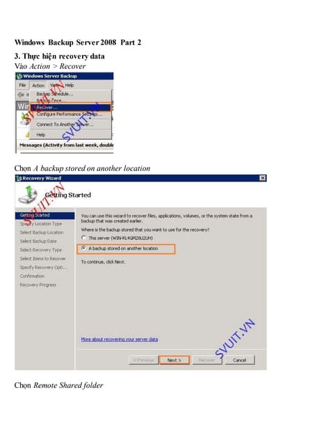 Windows backup server 2008 part 1 | PDF