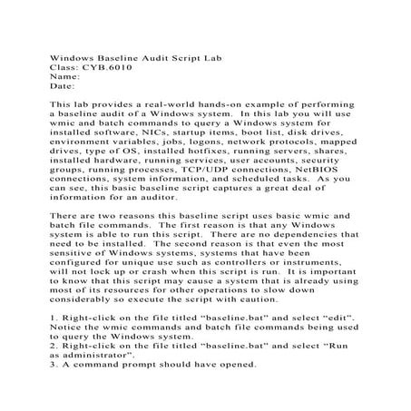 Windows Baseline Audit Script LabClass CYB.6010NameDate.docx