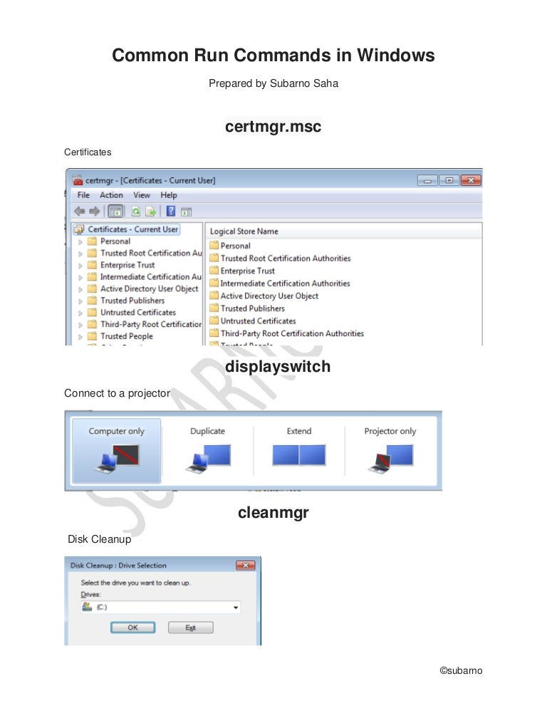 Windows Common run commands