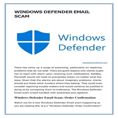 Windows defender email scam | PPTX