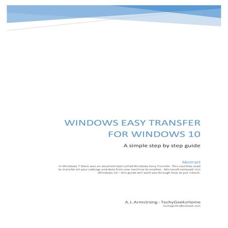 Windows Easy Transfer for Windows 10 | PDF