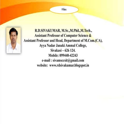 Files - R.D.Sivakumar | PPT