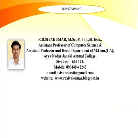 Run Command - R.D.Sivakumar | PPT