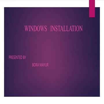 Windows installation | PPT