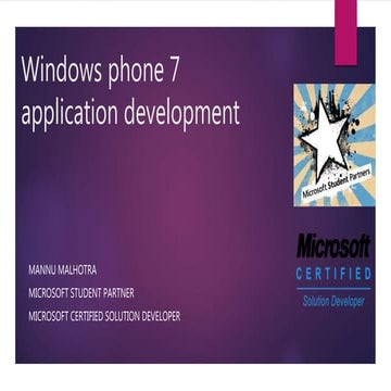 Windows phone 7 application development | PPTX