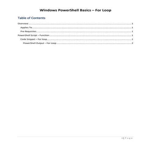 Windows Powershell Basics How To Create Powershell For Loop Pdf
